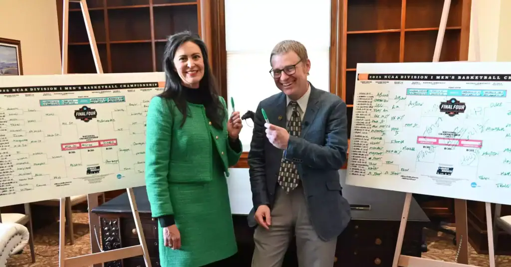 Secretary Christi Jacobsen, Commissioner James Brown make NCAA ...